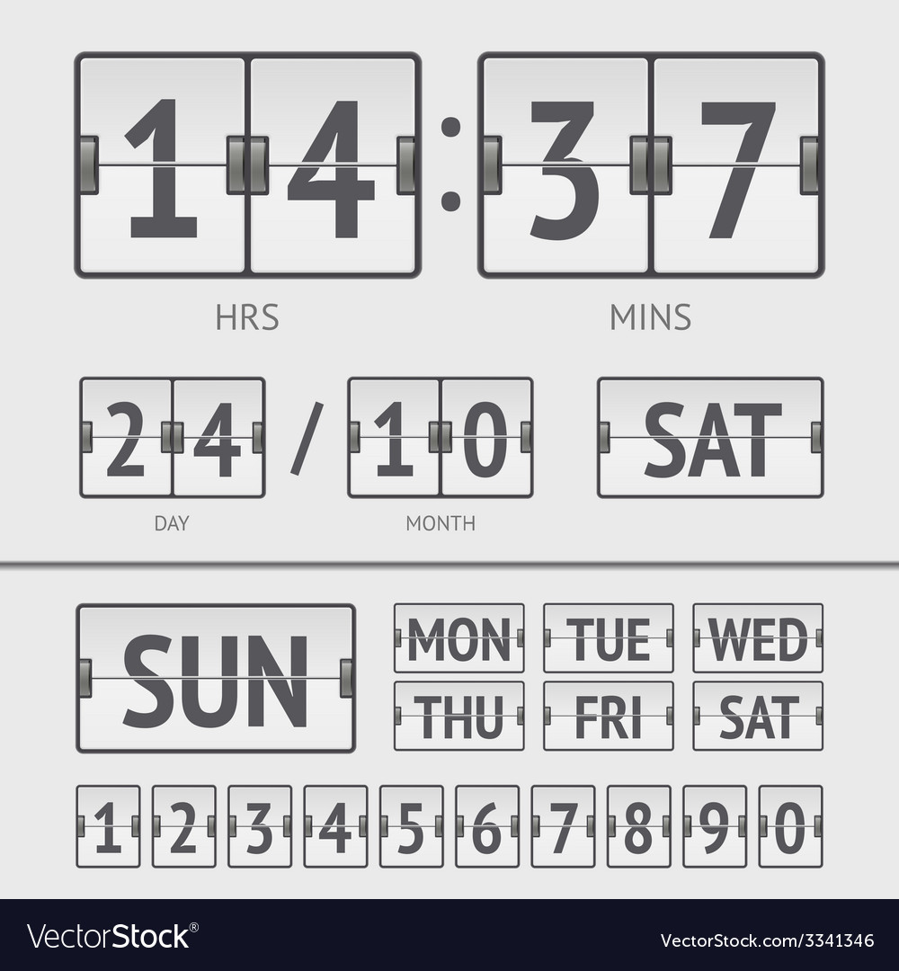 Analog black scoreboard digital week timer Vector Image