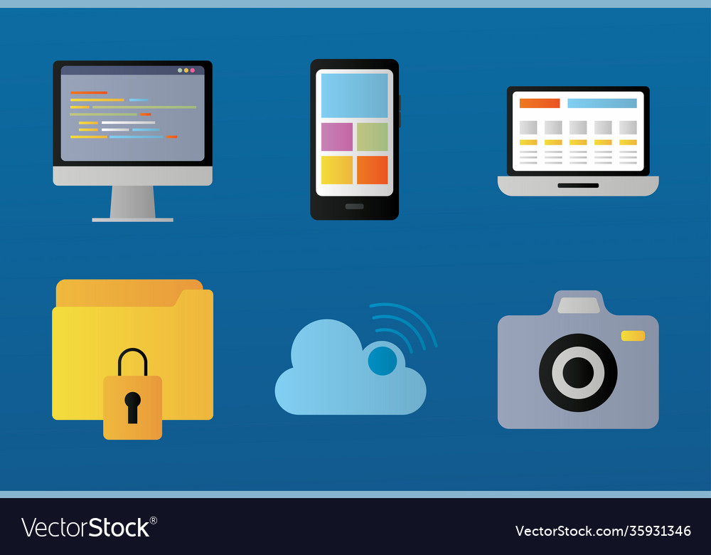 Bundle six web design set icons Royalty Free Vector Image