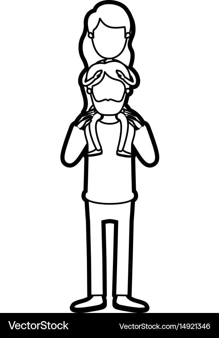 Caricature thick contour faceless bearded father Vector Image