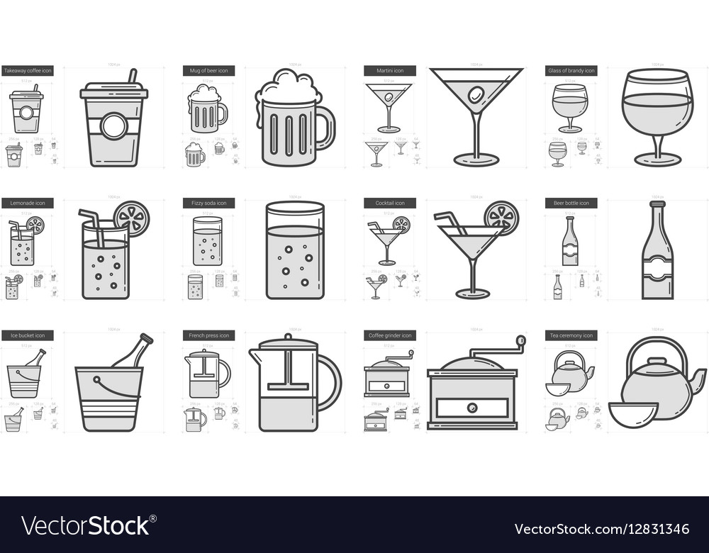 Drinks line icon set Royalty Free Vector Image