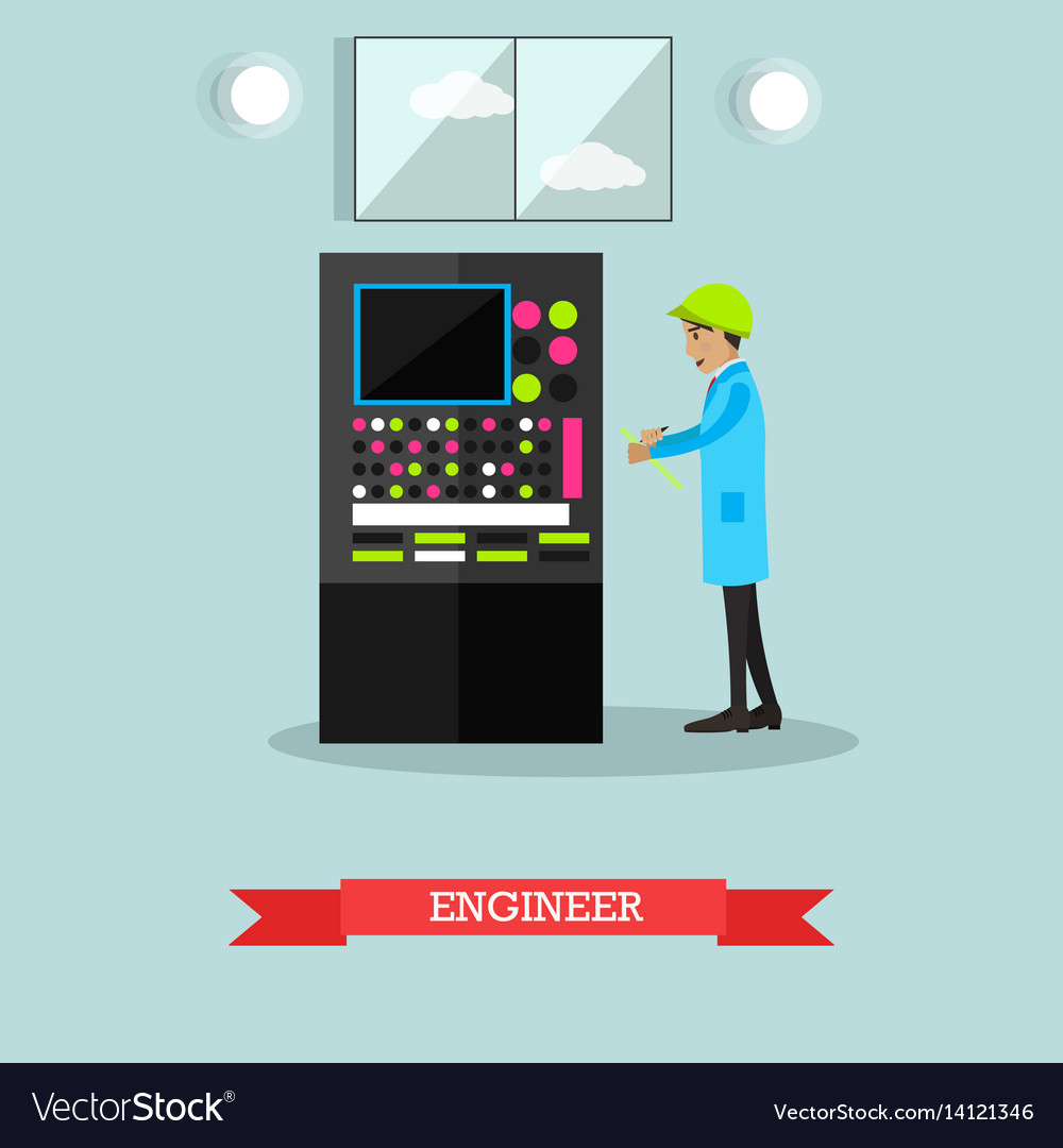 Factory engineer in flat style Royalty Free Vector Image