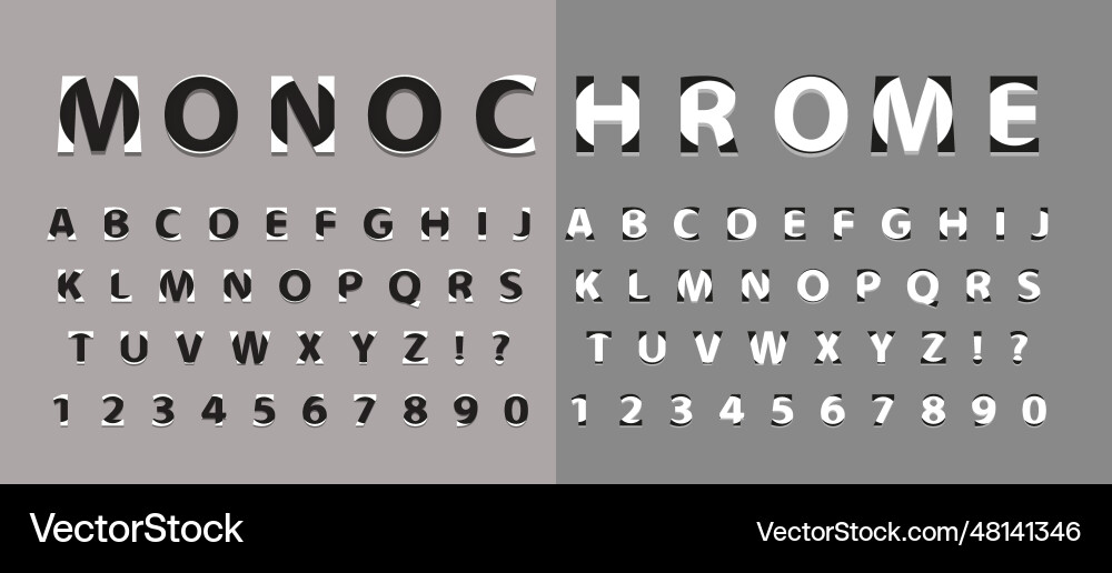 Futuristic monochrome alphabet letters brutalism Vector Image