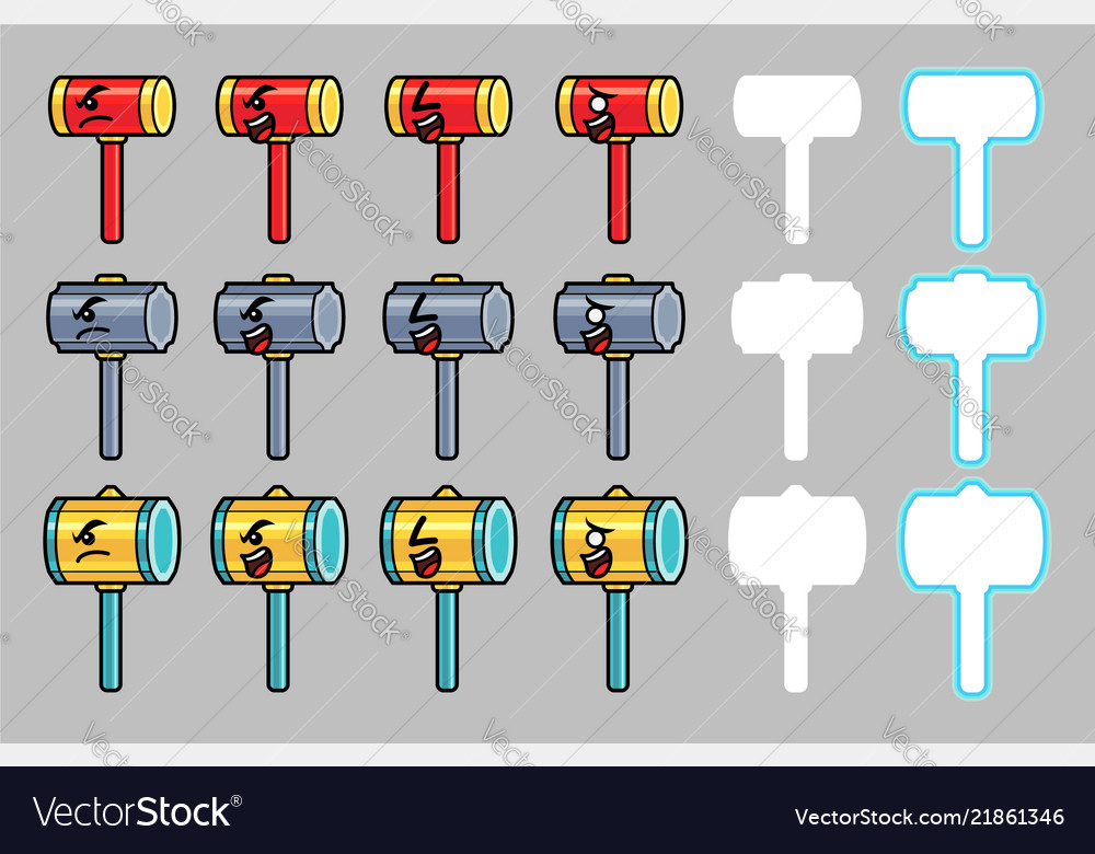 Hammer game sprites Royalty Free Vector Image - VectorStock