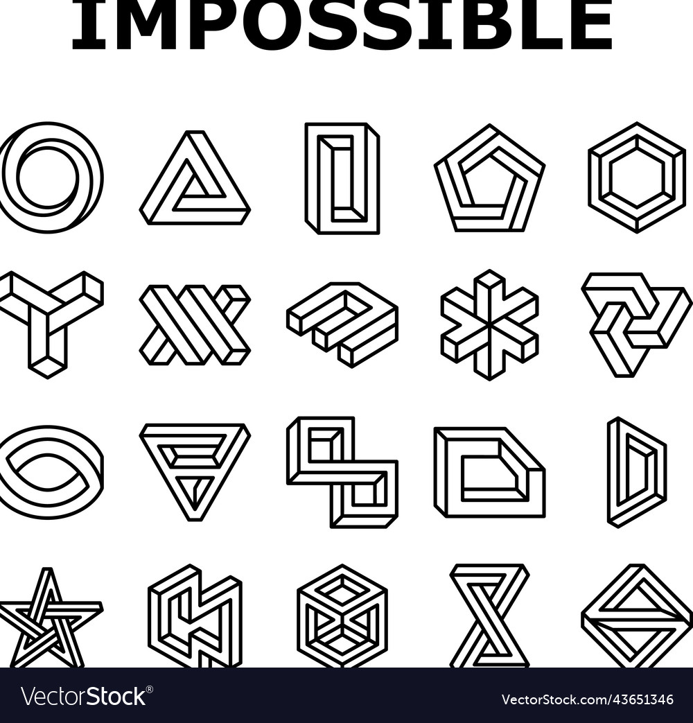 Impossible geometric shape icons set Royalty Free Vector
