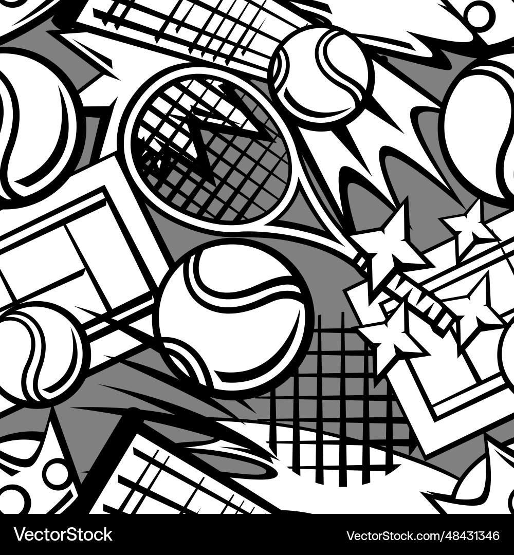 Pattern with tennis items sport club Royalty Free Vector