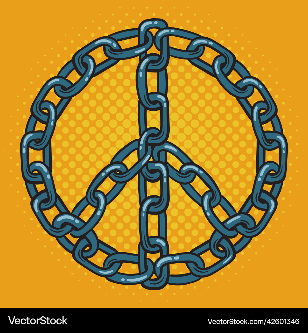 Peace symbol made of chain comic pop art Vector Image