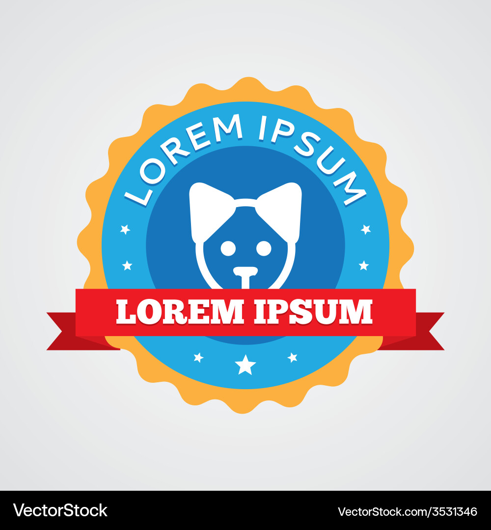 Puppy vintage badge label icon Royalty Free Vector Image