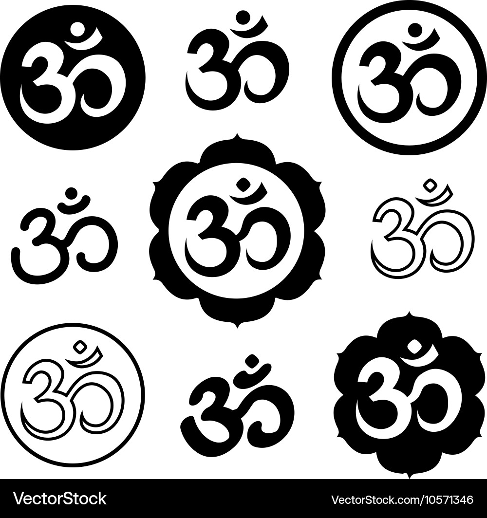 Set om or aum signs isolated on white Royalty Free Vector