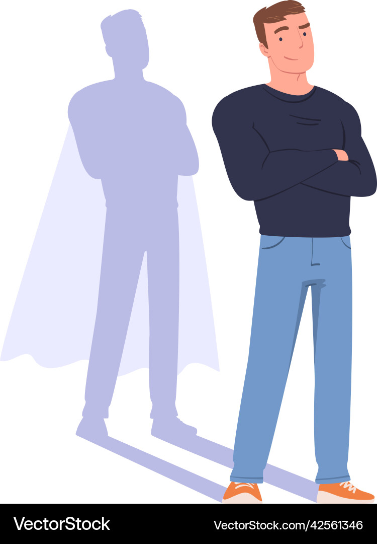 Shadow of man superhero character standing Vector Image