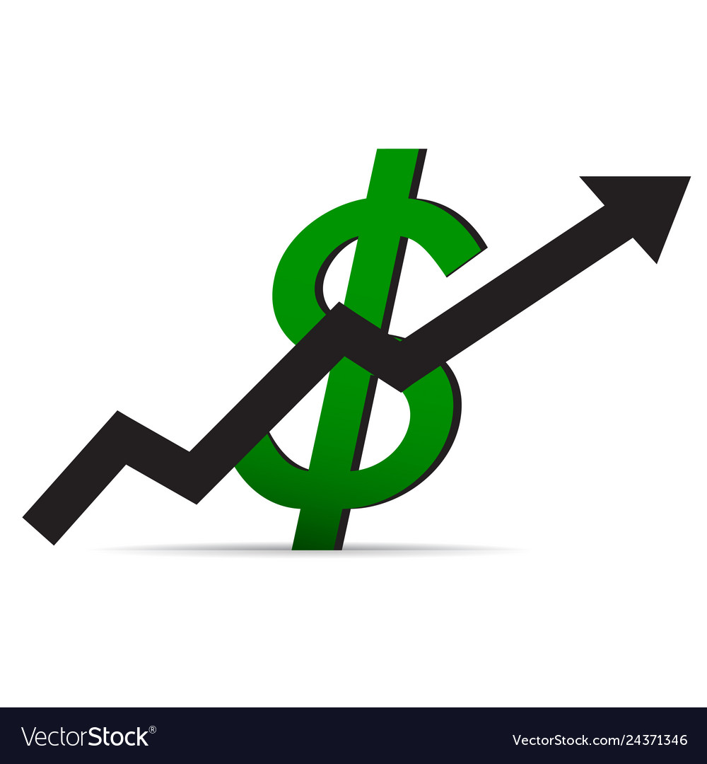 Sign dollar up Royalty Free Vector Image - VectorStock