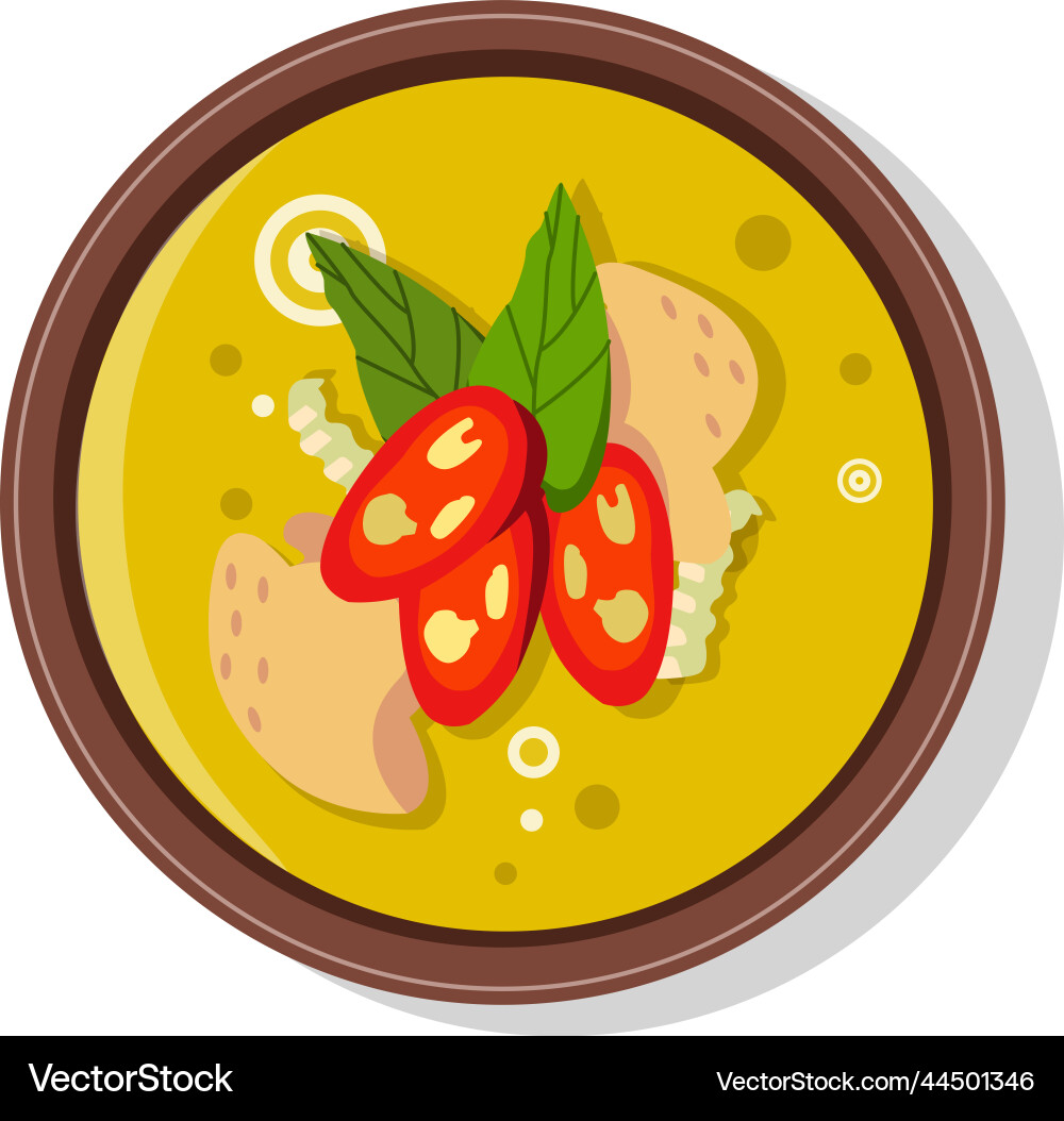 Thai chicken soup traditional dish top view Vector Image