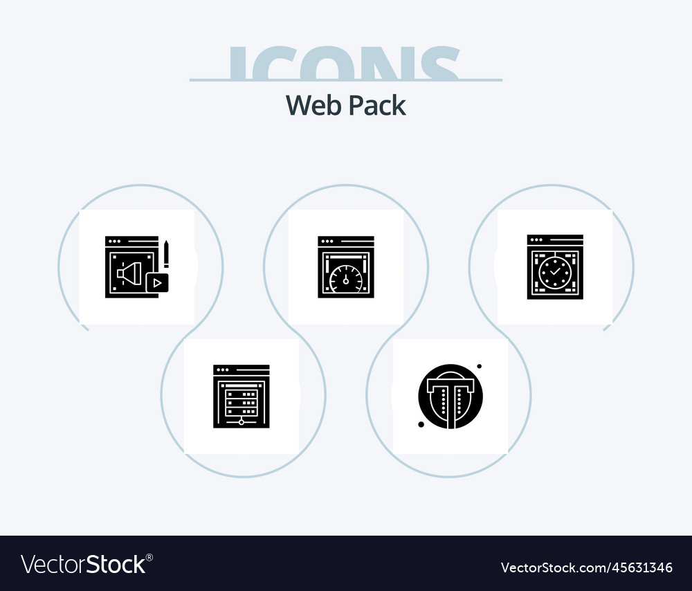 Web pack glyph icon pack 5 icon design computer Vector Image