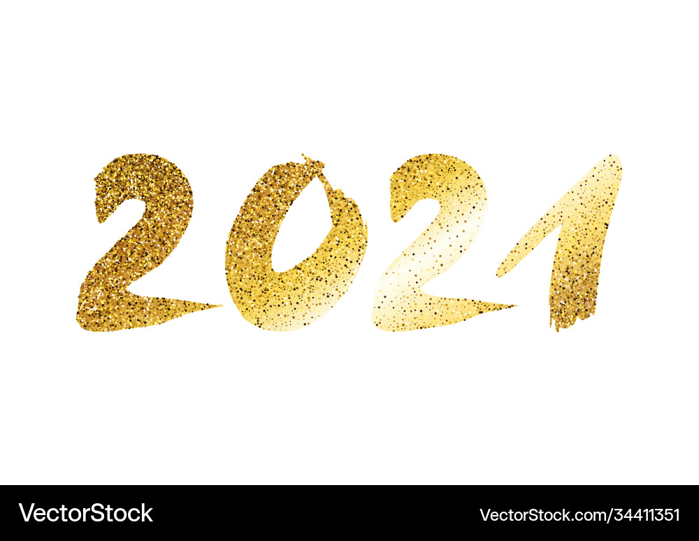 2021 gold glitter grunge lettering Royalty Free Vector Image