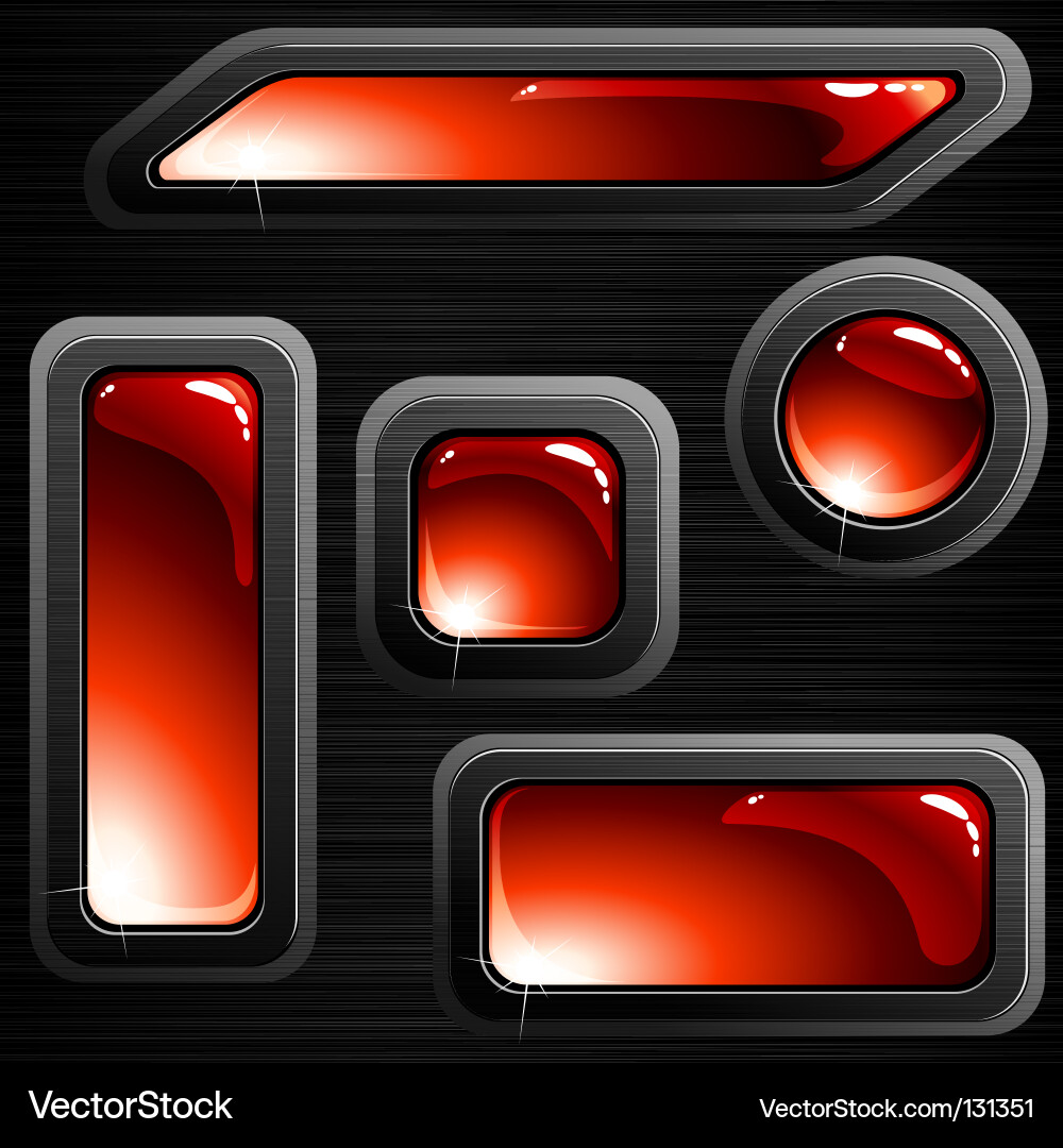 Brushed steel banners and buttons Royalty Free Vector Image