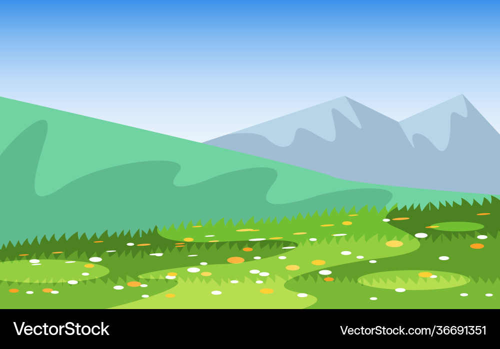 Cartoon field landscape summer meadows grass Vector Image