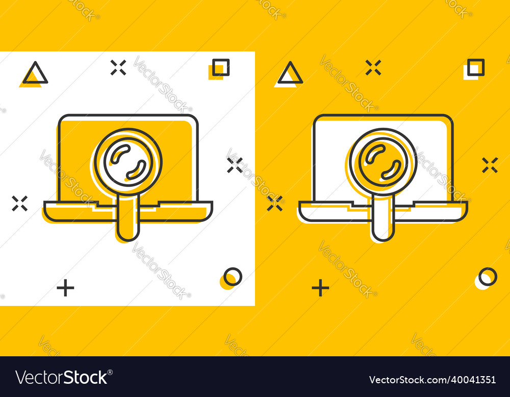 Computer search icon in comic style laptop Vector Image