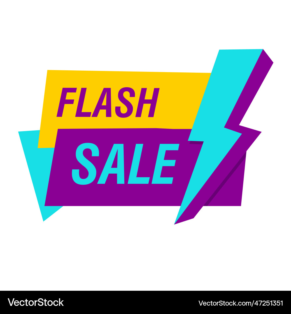 Flash sale sticker with blue lightning bolt Vector Image