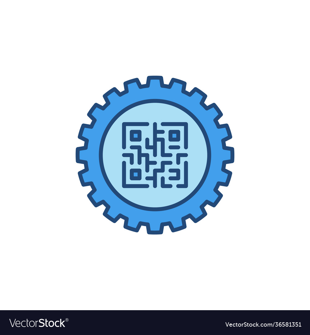 Gear with qr code inside concept colored Vector Image
