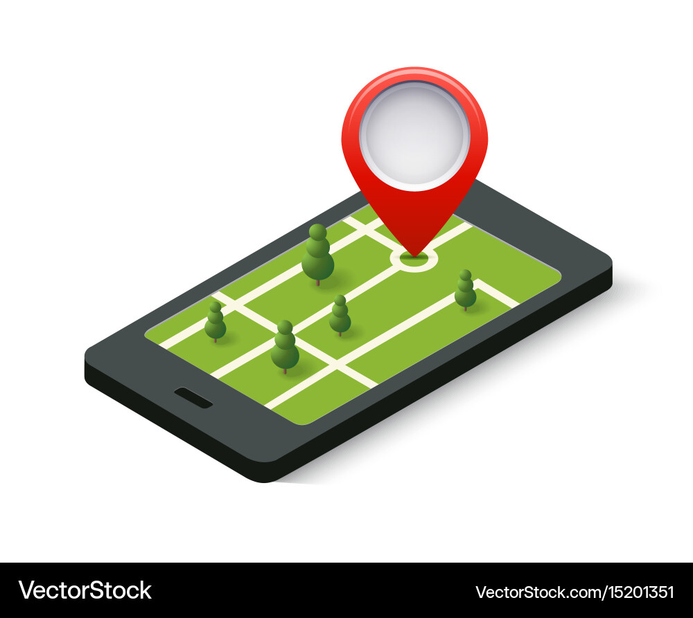 Isometric 3d navigation sign and pin symbol on Vector Image