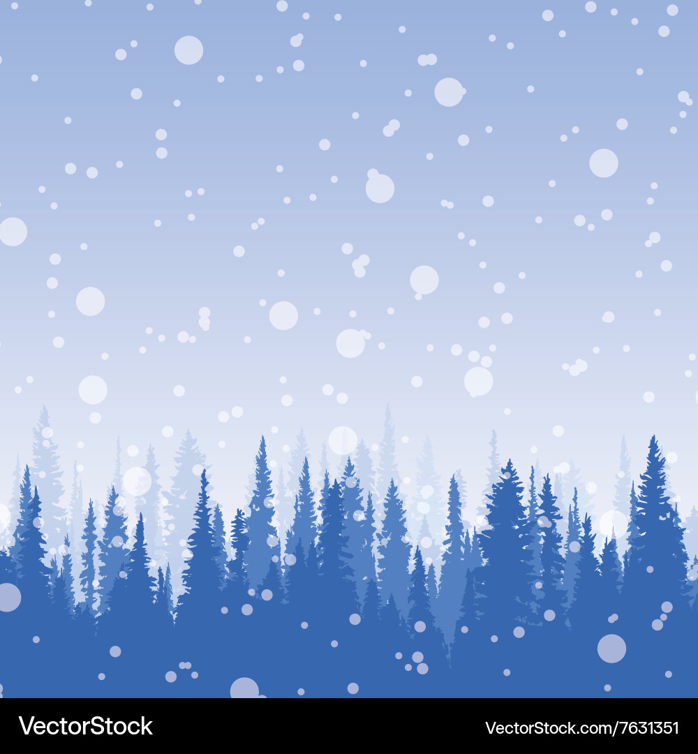 Panorama of wild coniferous winter forest Vector Image