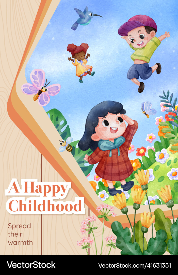 Poster template with children enjoy Royalty Free Vector