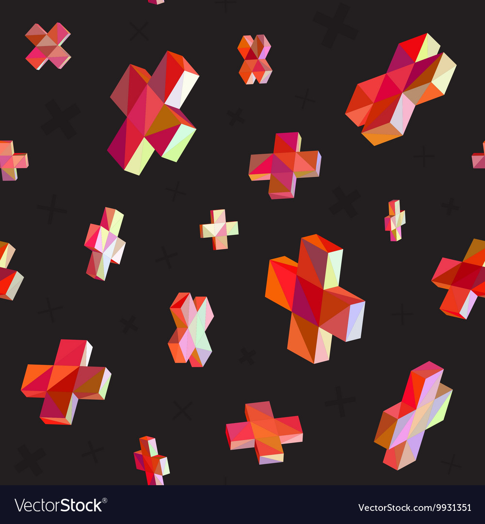 Seamless multicolor cross shape dimensional Vector Image