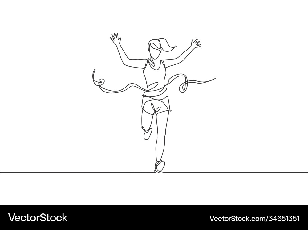 Single continuous line drawing young happy health Vector Image