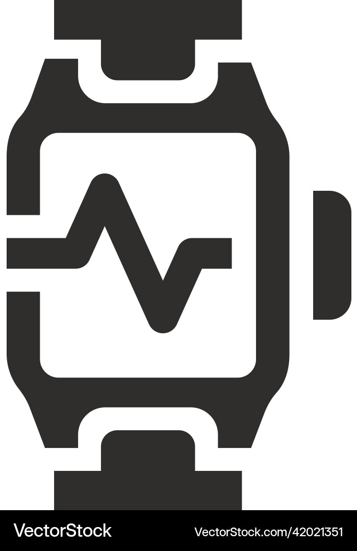 Smart watch heart rate tracking icon on white Vector Image