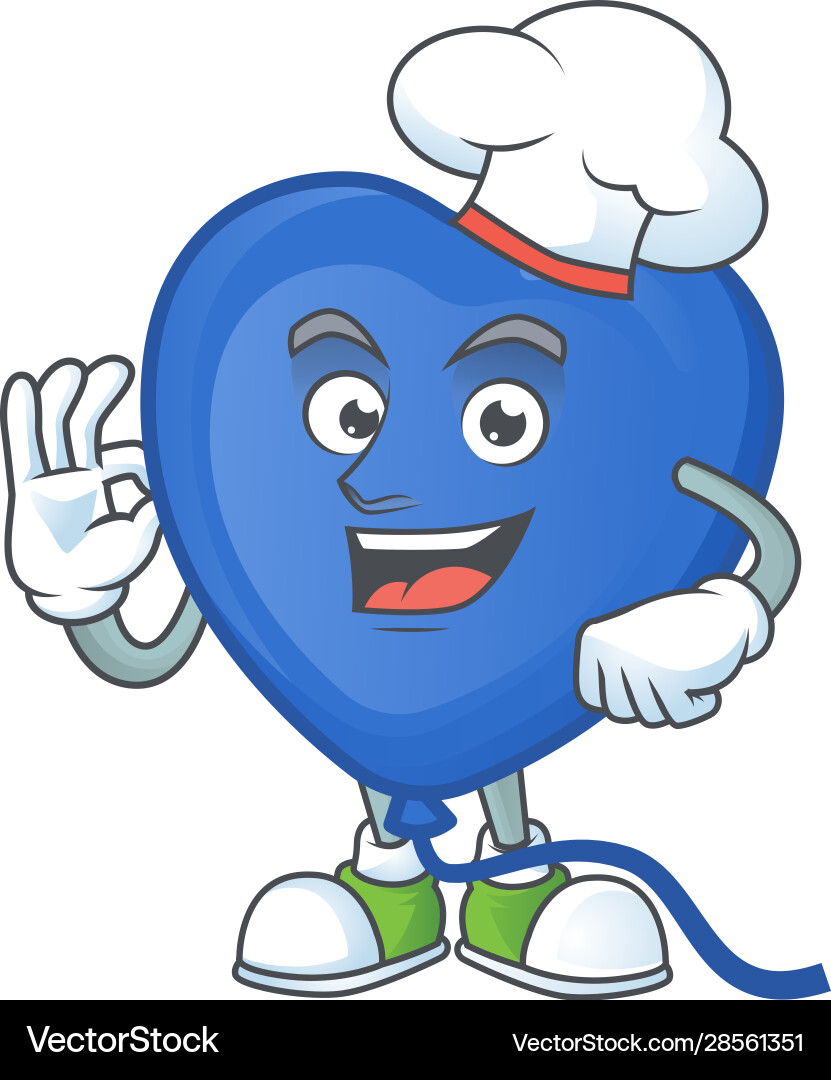 Smiley face chef blue love balloon character Vector Image