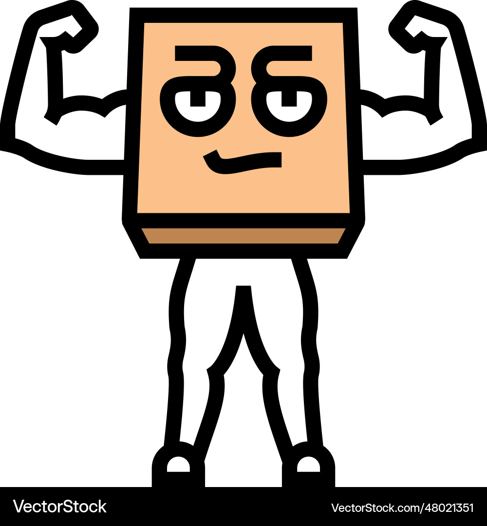 Strong cardboard box character color icon Vector Image