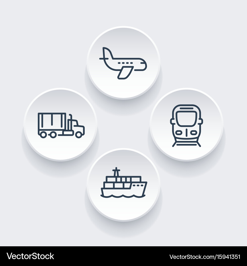 Transportation industry icons in linear style Vector Image