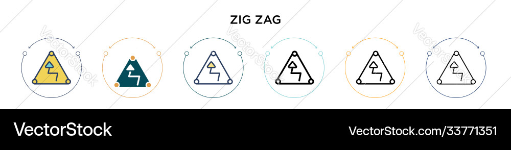 Zig zag sign icon in filled thin line outline Vector Image