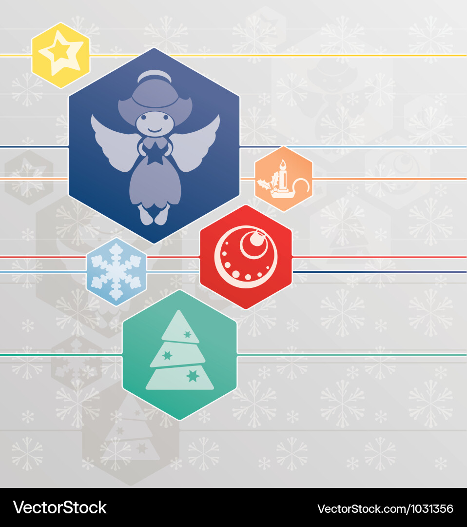 Christmas background with angel and symbol Vector Image
