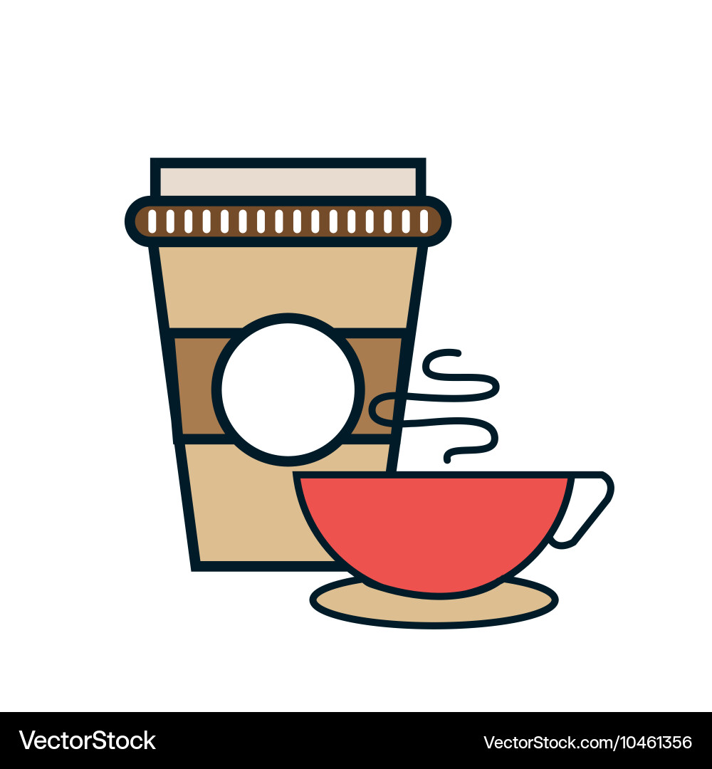 Coffee cup and glass isolated icon Royalty Free Vector Image
