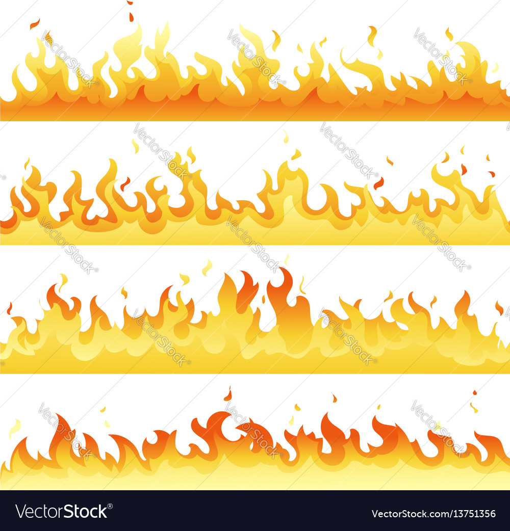 Fire flame backdrop background set horizontal Vector Image
