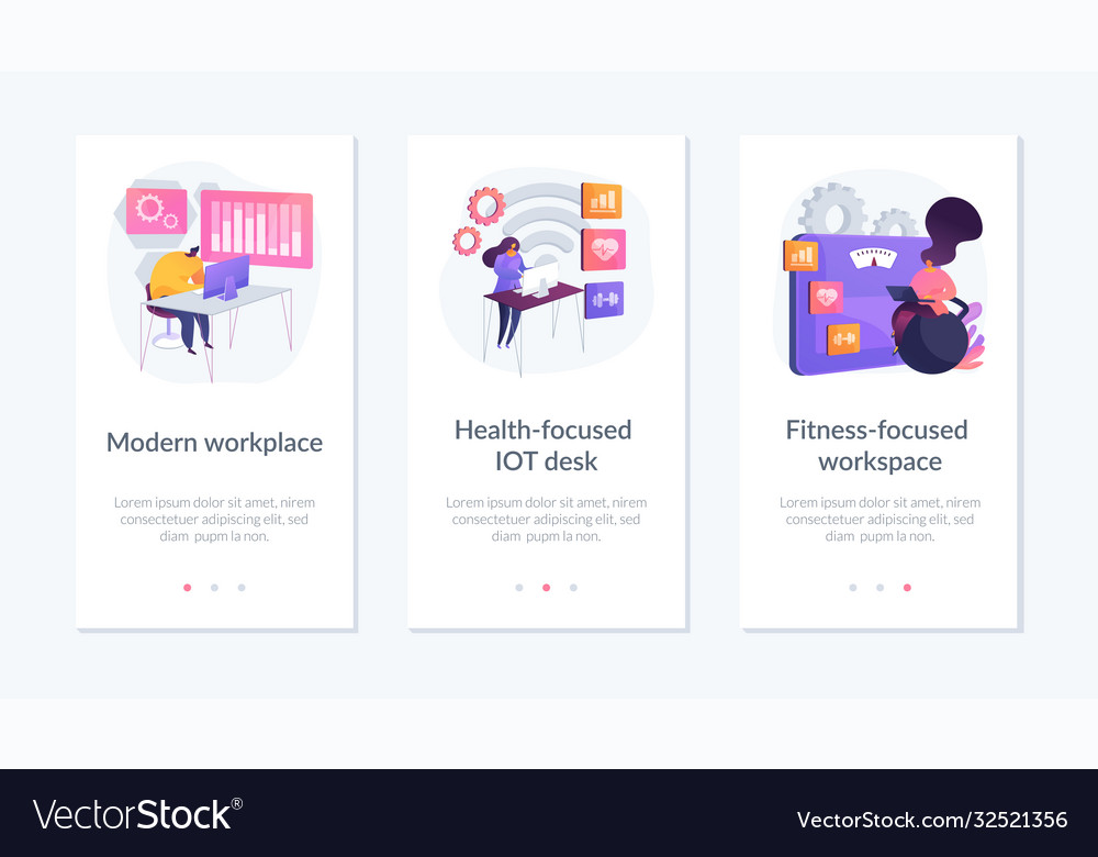 Future workplace app interface template Royalty Free Vector