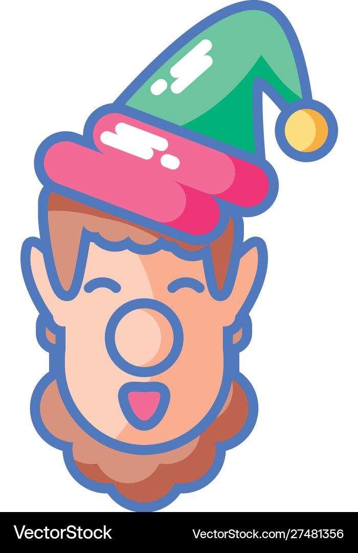Head young man with christmas hat in white Vector Image