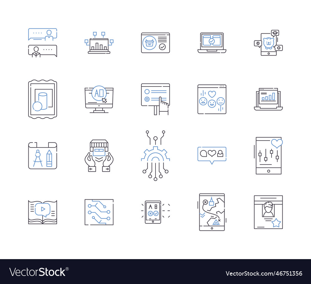 Machine learning outline icons collection Vector Image