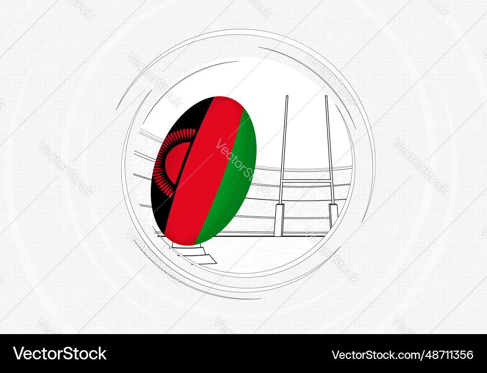 Malawi flag on rugby ball lined circle icon Vector Image