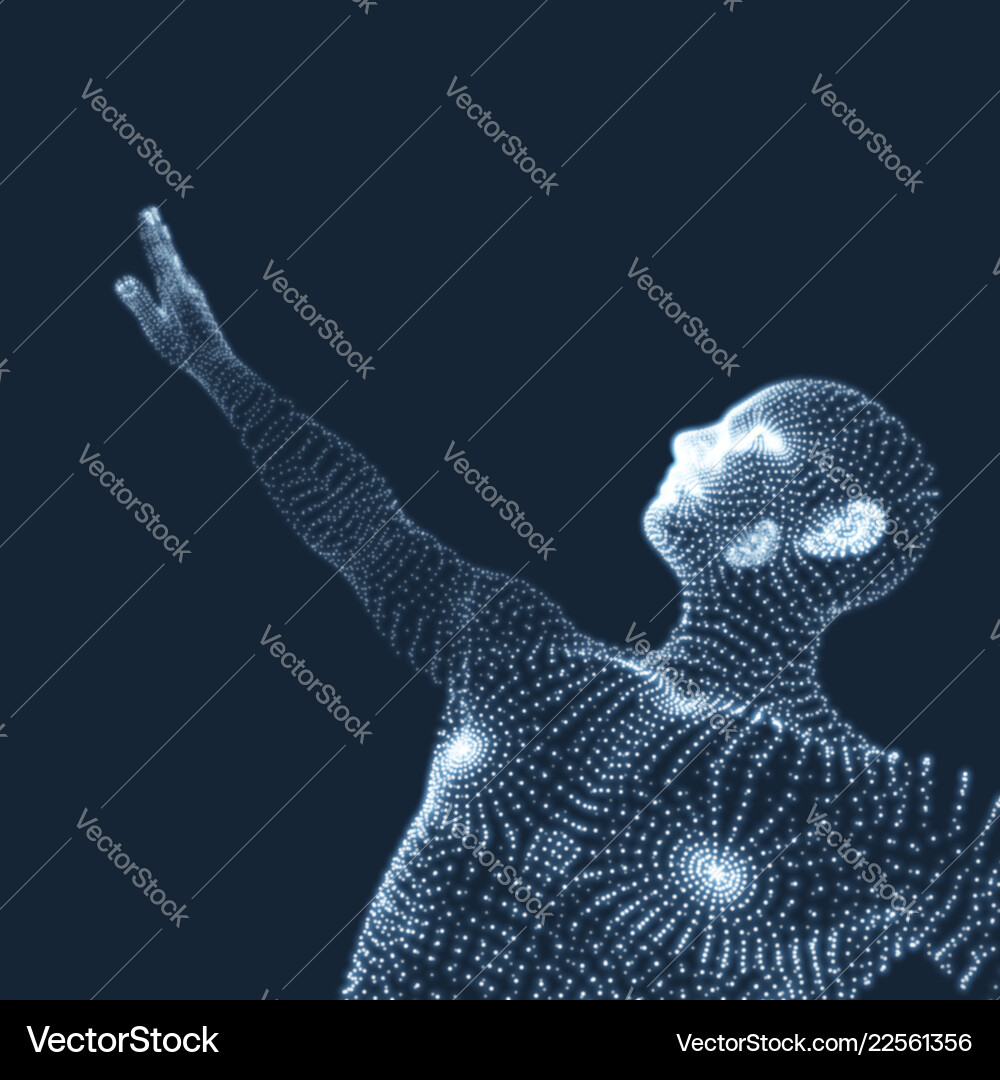 Man points to something by hand 3d model of man Vector Image
