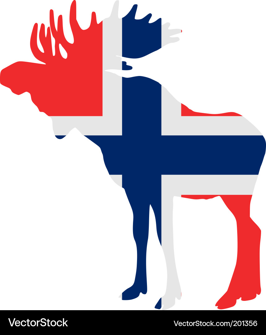 Moose in flag of norway Royalty Free Vector Image