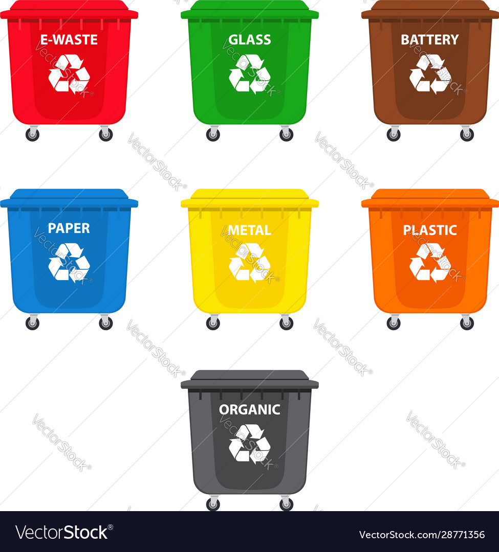 Set colorful recycling bins Royalty Free Vector Image
