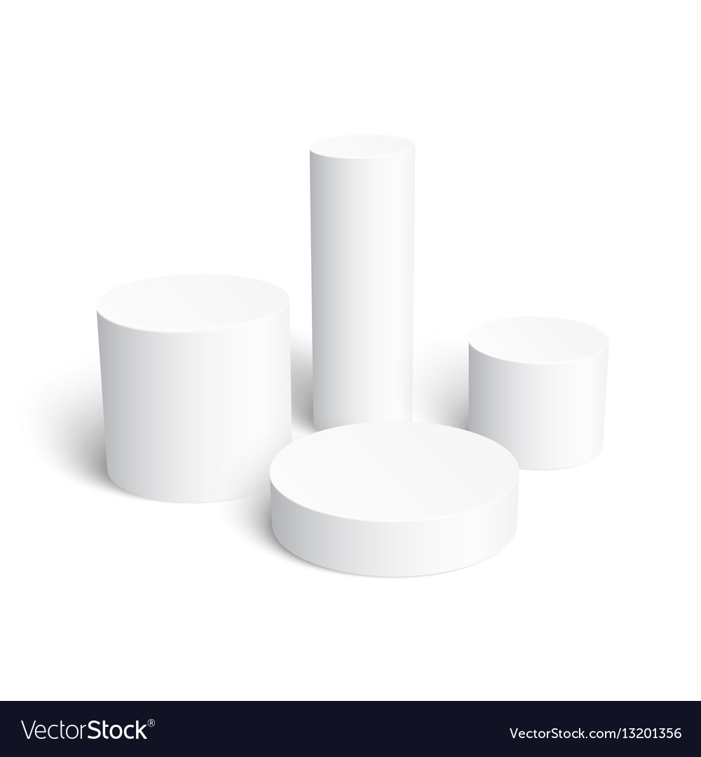 Set of realistic white cylinder isolated Vector Image