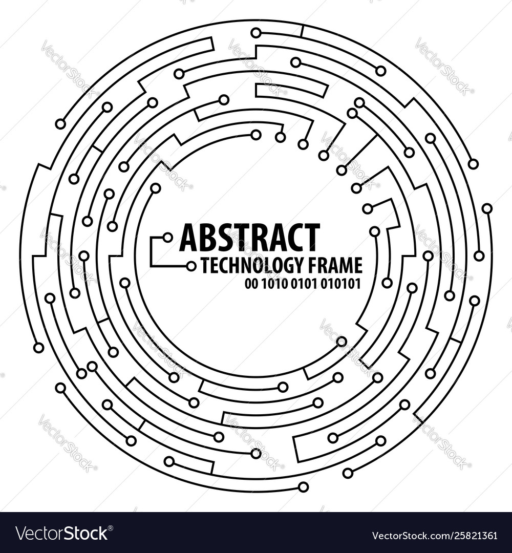 Abstract technology round frame Royalty Free Vector Image