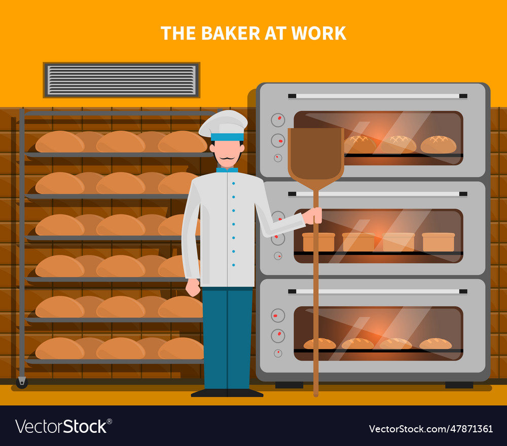 Baker at work concept Royalty Free Vector Image