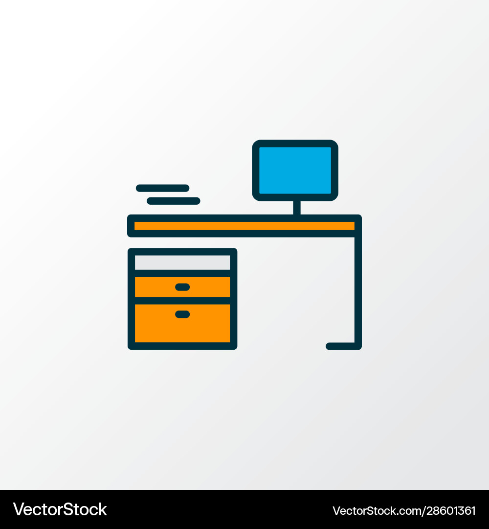 Desk icon colored line symbol premium quality Vector Image