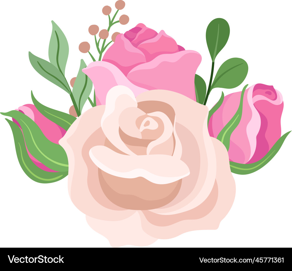 Floral decoration element pastel roses flower Vector Image
