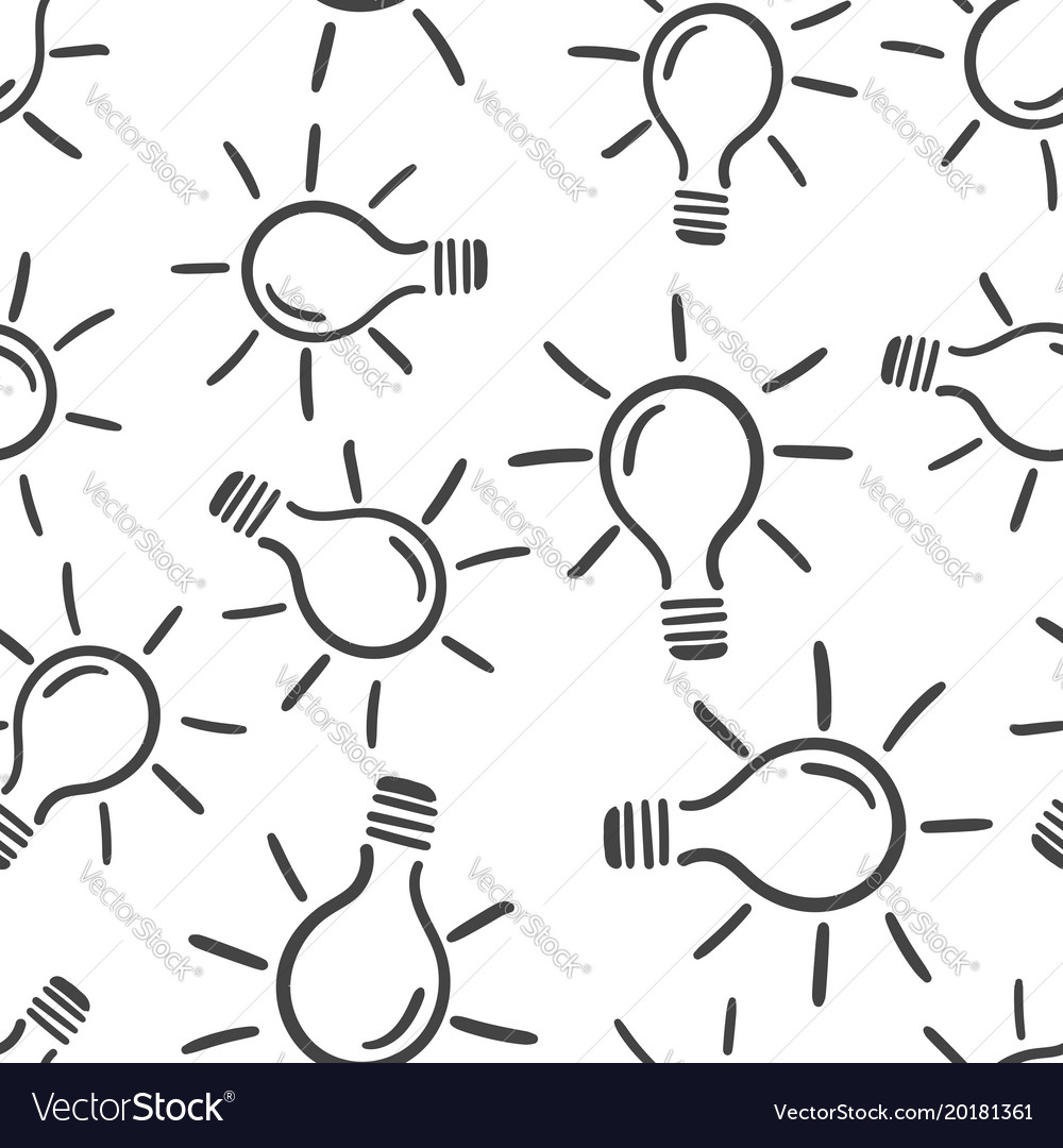 Hand drawn light bulb seamless pattern background Vector Image