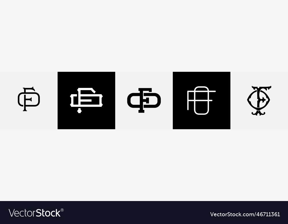 Initial letters fo monogram logo design bundle Vector Image