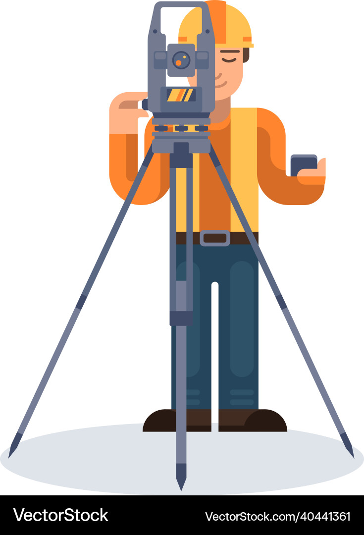 Land survey and civil engineer working with his Vector Image